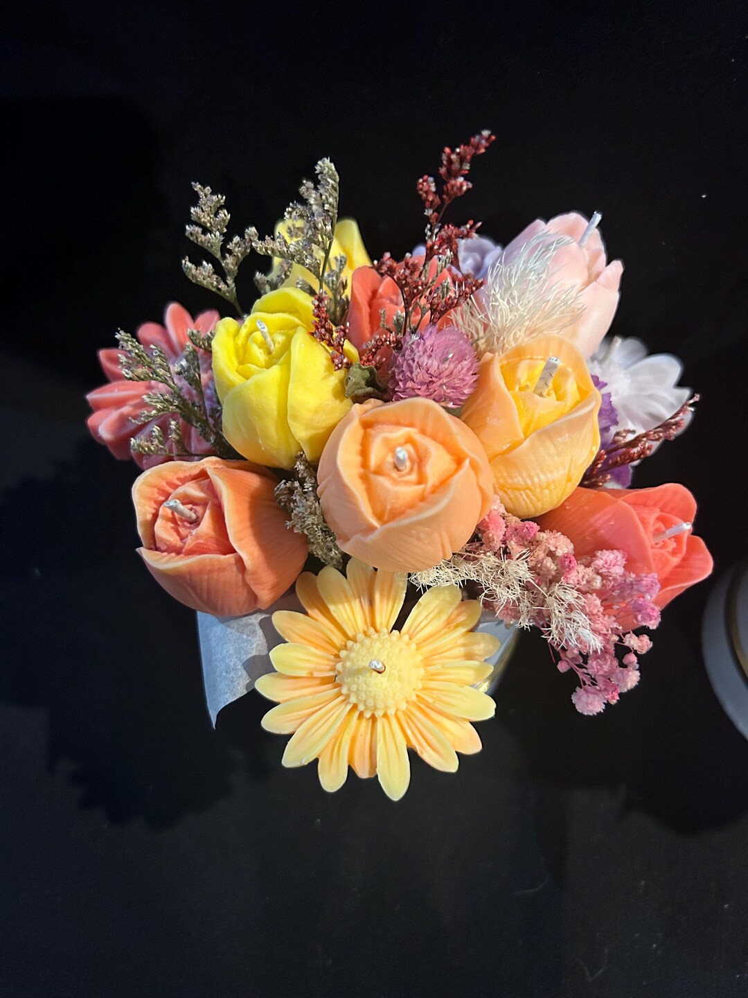 Flower Candles/ Bouquet Flower Candles/ Flower Bouquet Candles/ Spring Flower Candles/ Tulip ...