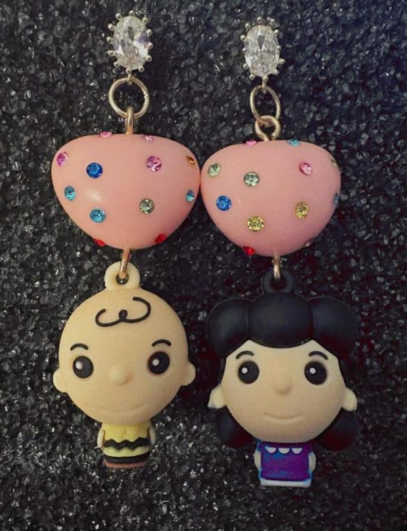 Festive Peanuts Inspired Charlie Brown and Lucy Earrings - Etsy