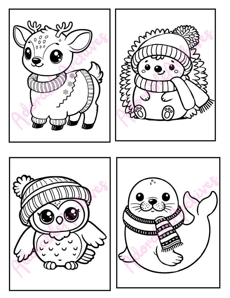 Animal Winter Coloring Pages | Christmas Coloring | Animal Coloring ...