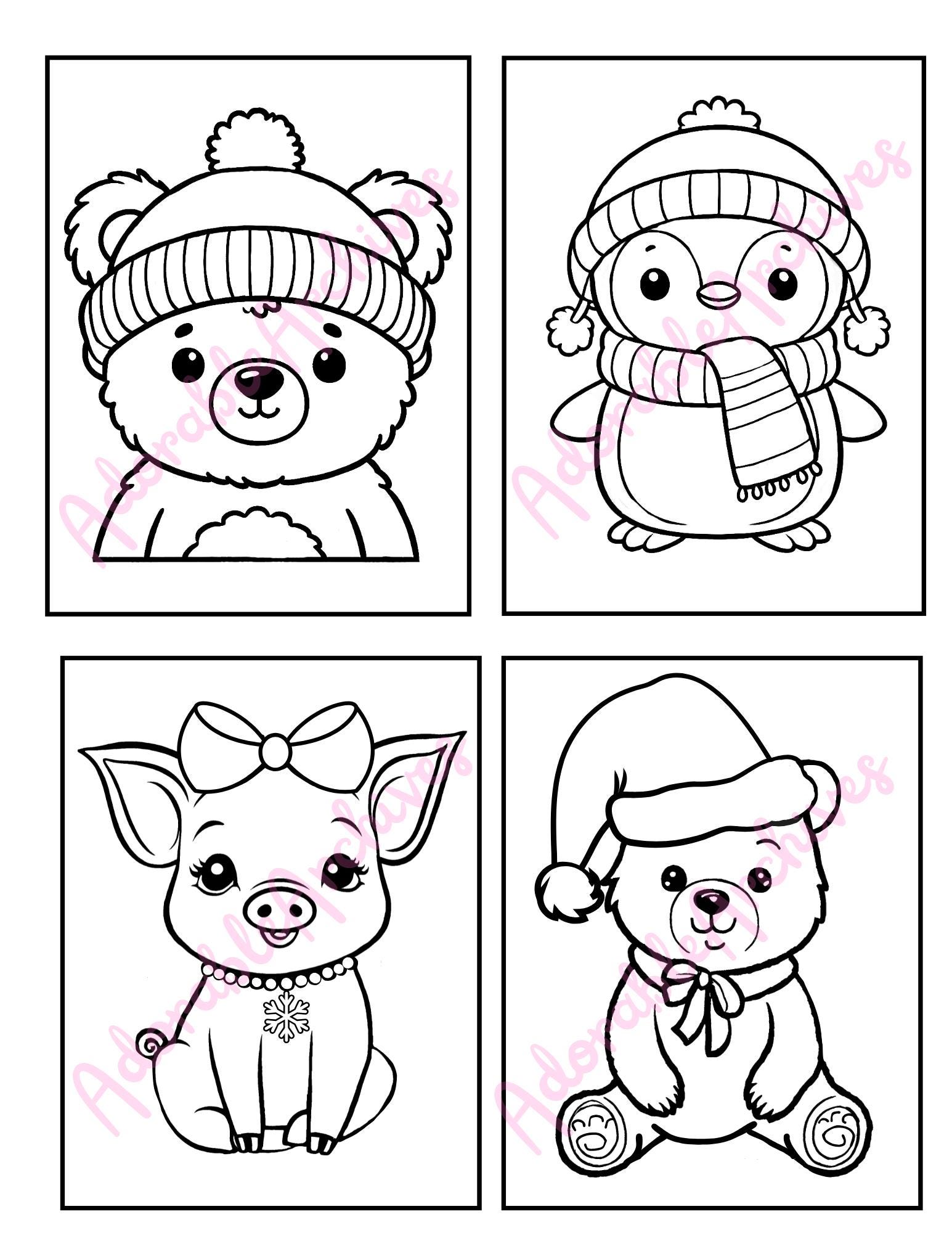 Animal Winter Coloring Pages | Christmas Coloring | Animal Coloring ...