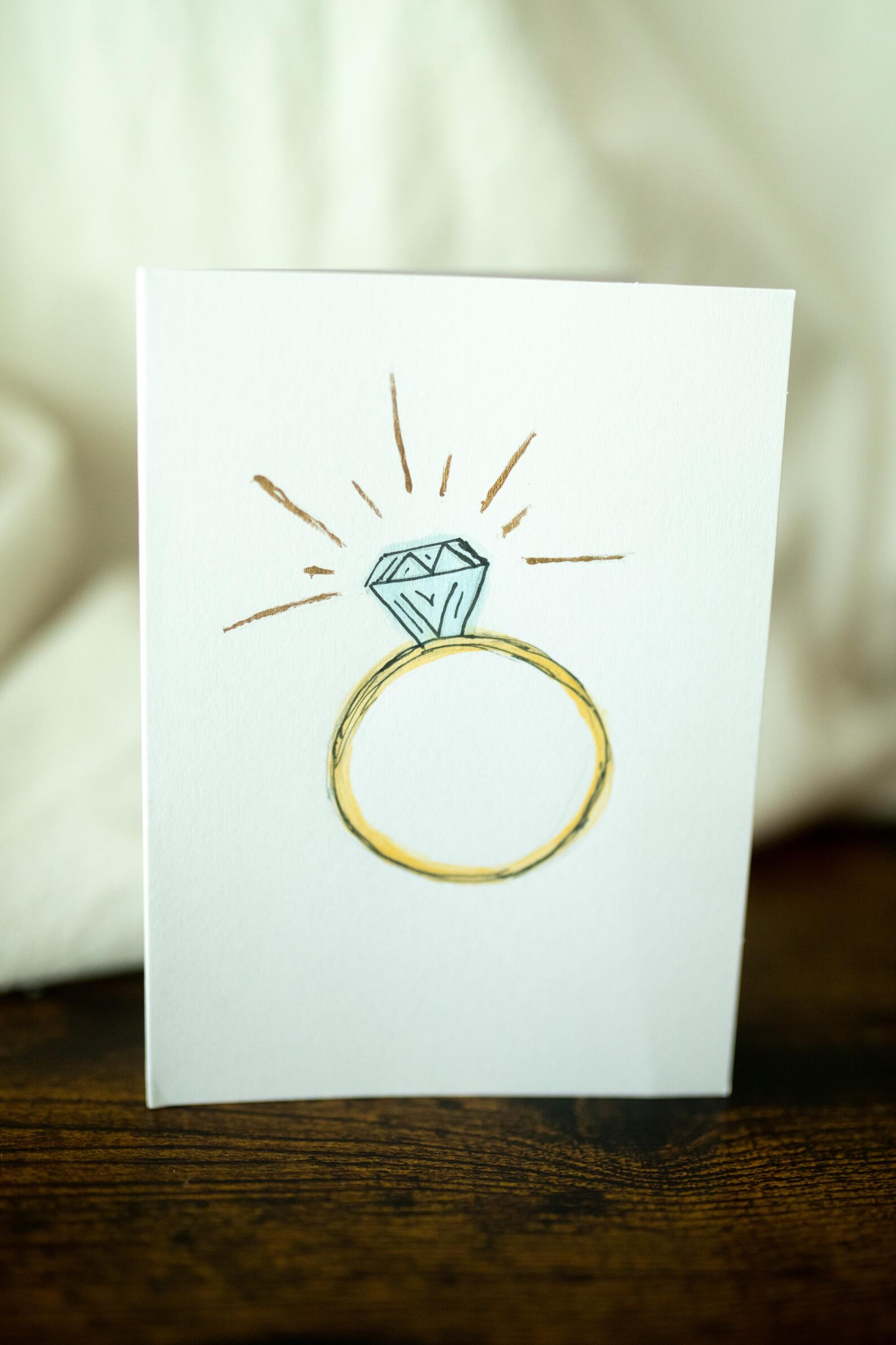 Greeting Card - Handpainted Diamond Ring. Engagement. Wedding. Cheers ...