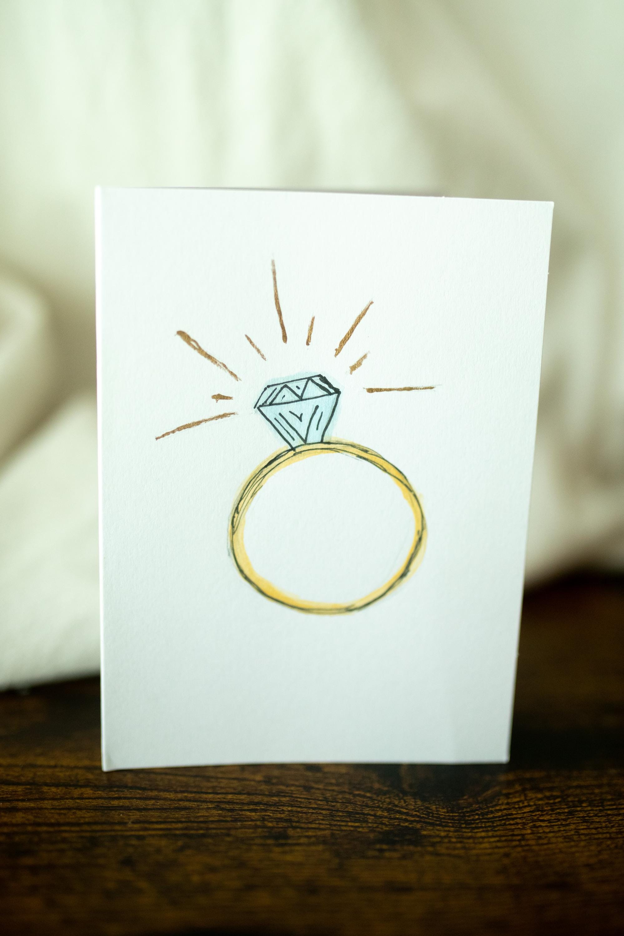 Greeting Card - Handpainted Diamond Ring. Engagement. Wedding. Cheers ...