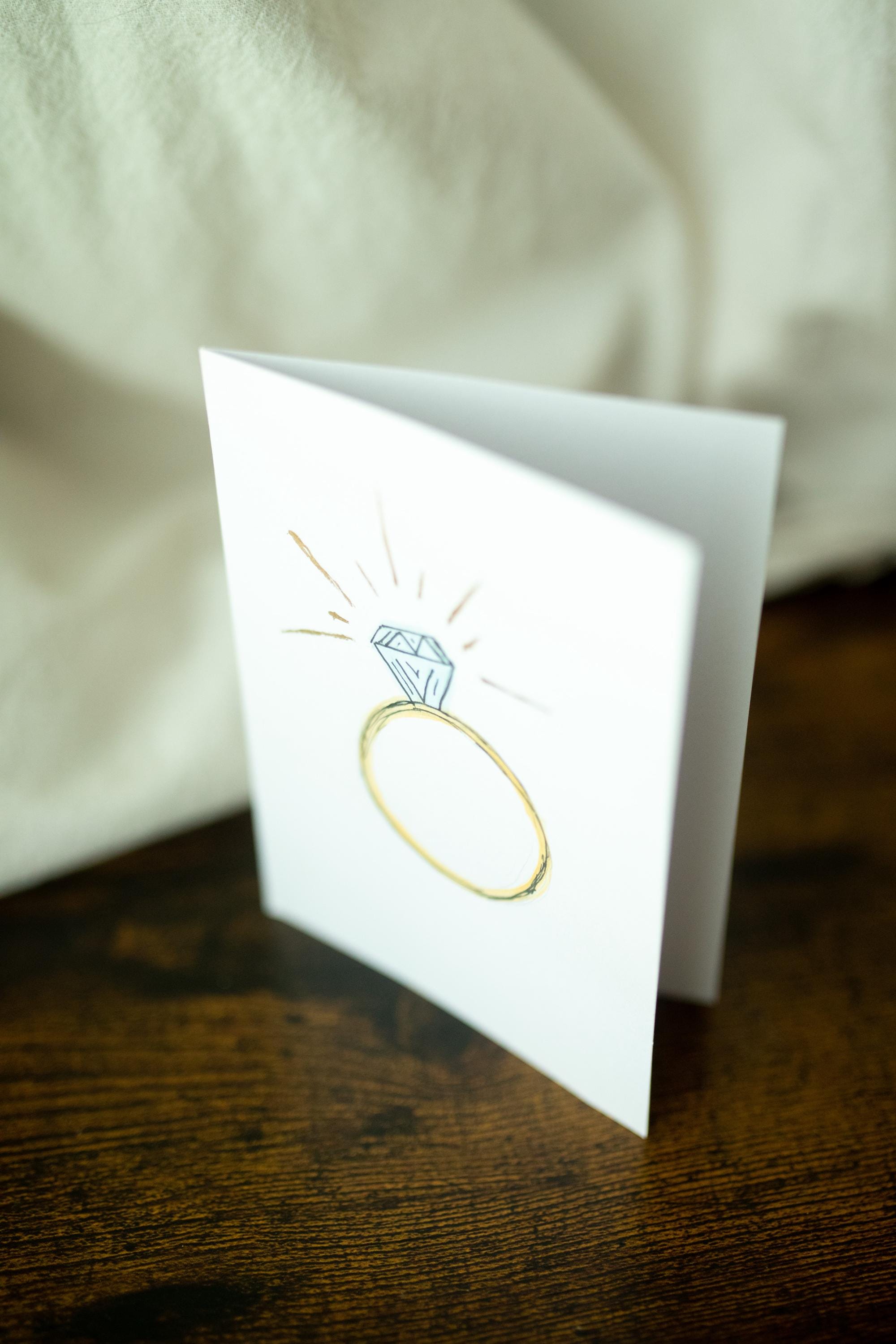 Greeting Card - Handpainted Diamond Ring. Engagement. Wedding. Cheers ...