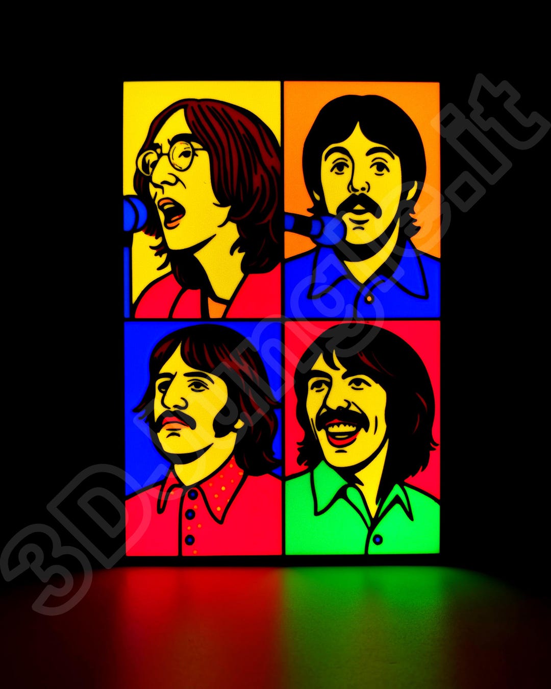 The Beatles LED Table Lamp – Fan‑made Pop Art Tribute - Etsy