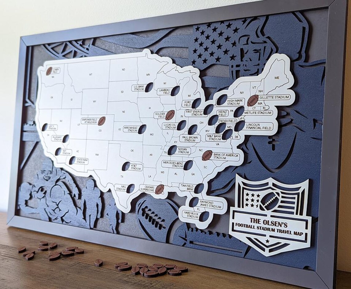 Football Stadium Map | NFL Stadium Map | Pro Football Stadium Checklist ...