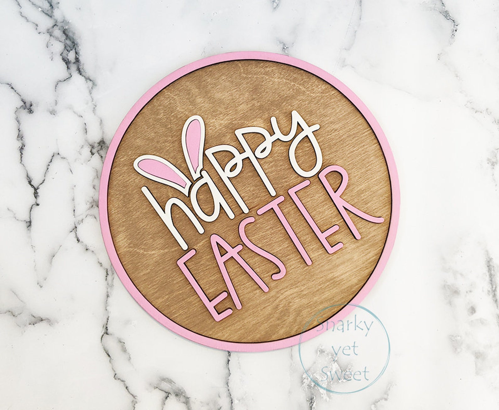 Happy Easter Wood Round Sign Laser Cut Glowforge - Etsy