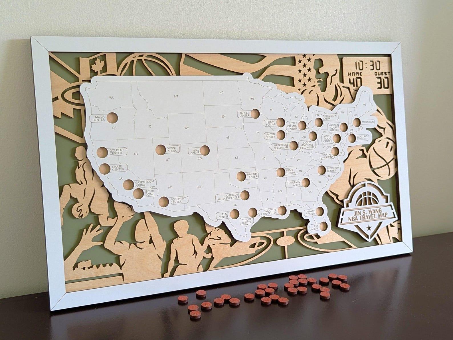 Basketball Arena Map | NBA Stadium Tracker Map | Checklist Gift for ...