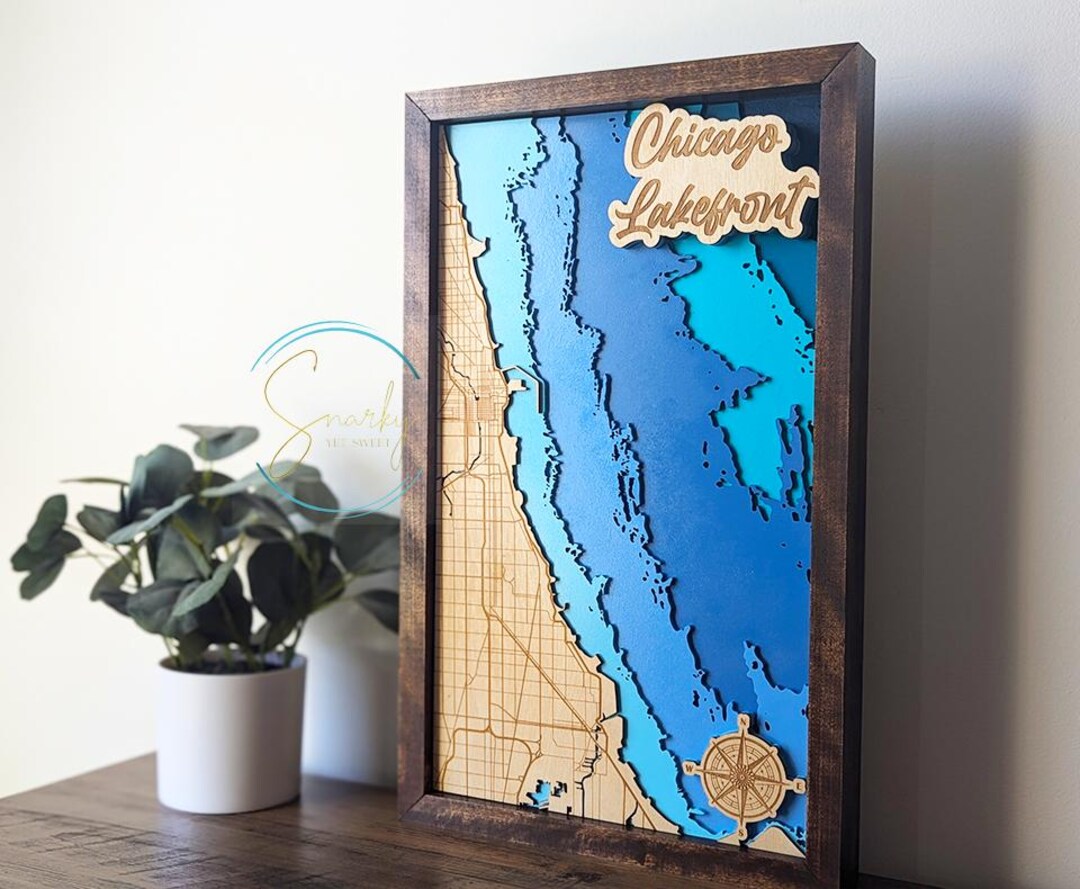 Chicago Lakefront Lake Depth Map, Bathymetric Map, Chicago Map ...