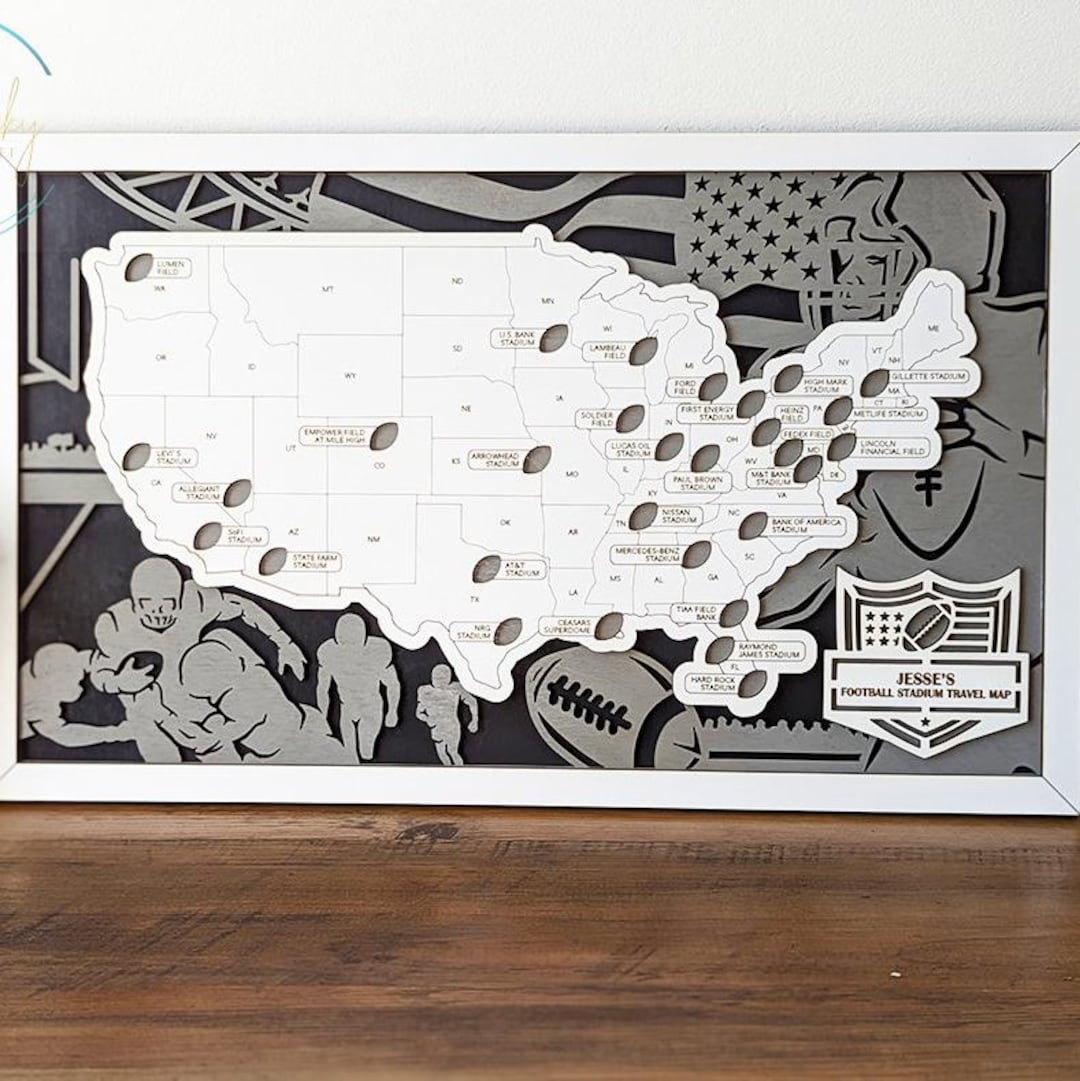 Football Stadium Map | NFL Stadium Map | Pro Football Stadium Checklist ...