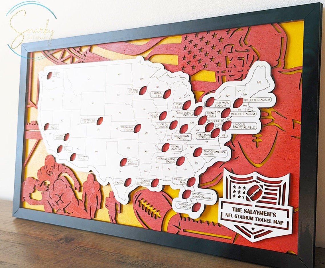 Football Stadium Map | NFL Stadium Map | Pro Football Stadium Checklist ...