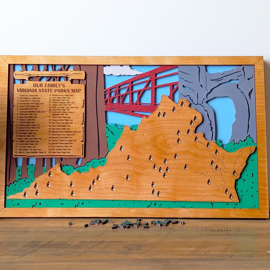 Virginia State Parks Tracker Map | Virginia State Park Map | Family ...