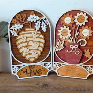 Bee Family Laser Cut Sign, Mother's Day Personalized Gift, Kids Name ...