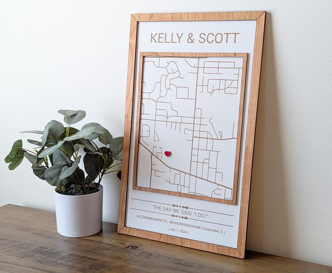 Where We Got Married Map, Milestone Map, New Home Gift, Home Street ...