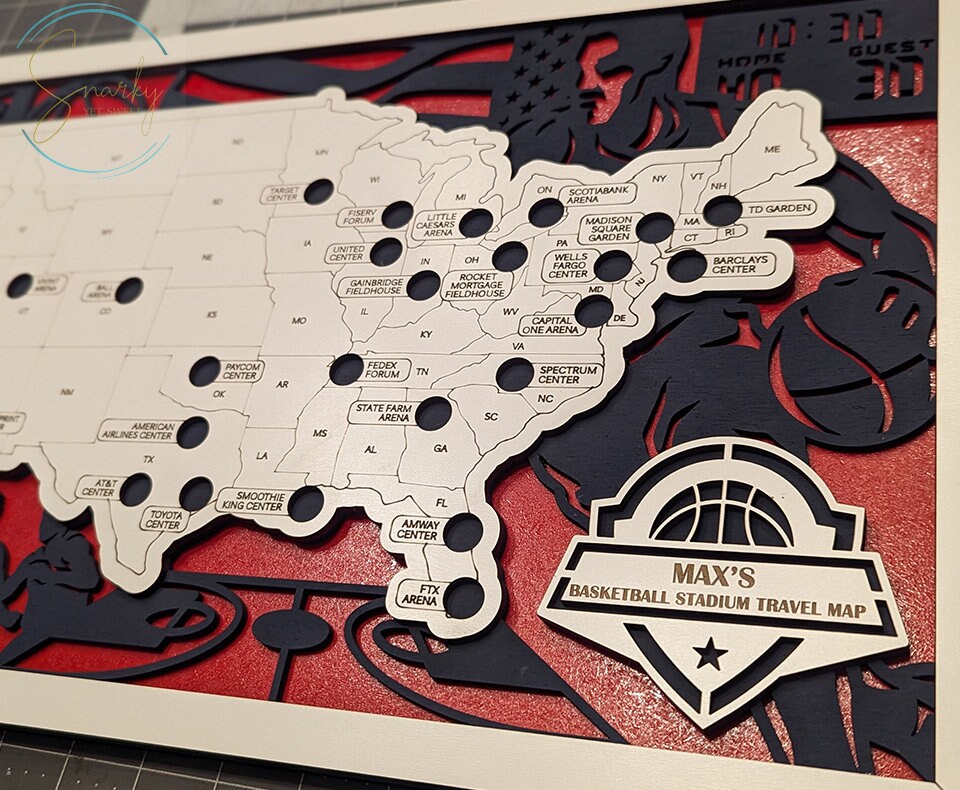 Basketball Arena Map | NBA Stadium Tracker Map | Checklist Gift for ...