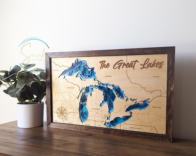Great Lakes Depth Map | Bathymetric Map | 3D Lake Map | Great Lakes Map ...