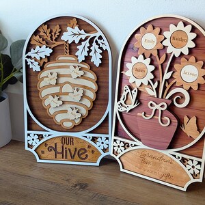 Bee Family Laser Cut Sign, Mother's Day Personalized Gift, Kids Name ...