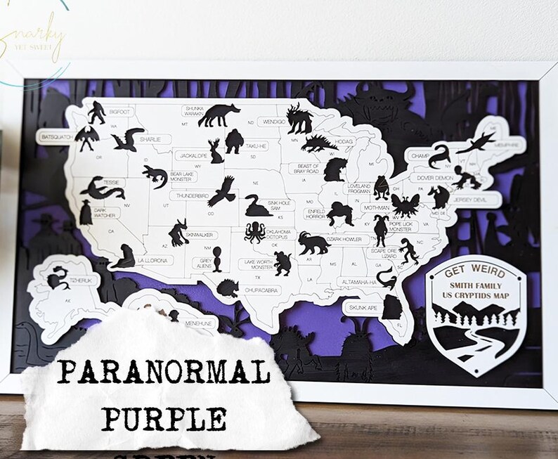 Cryptid Travel Map | Cryptid-themed Gifts |gift for Fans of Mothman ...