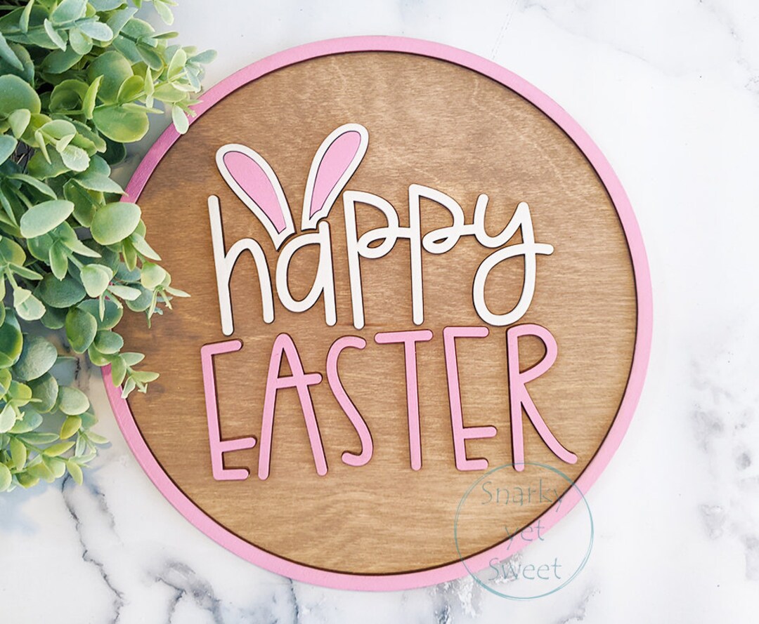 Happy Easter Wood Round Sign, Laser Cut, Glowforge - Etsy