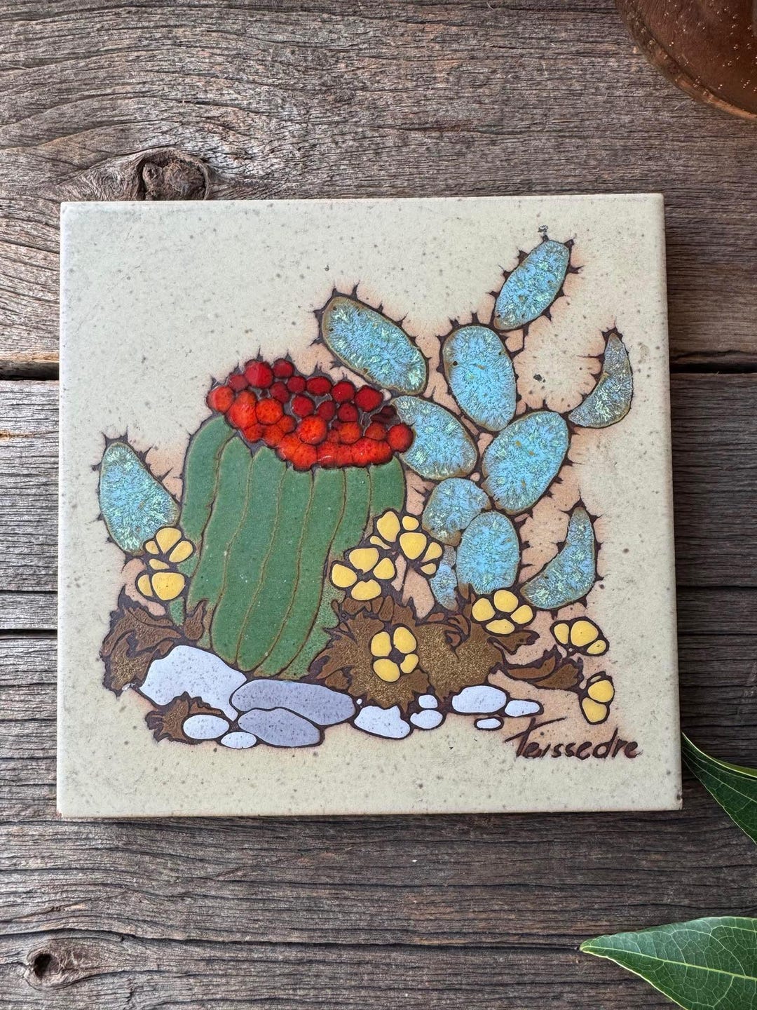 Cleo Teissedre Southwest Hand-painted Ceramic Tile Trivet/wall Art ...