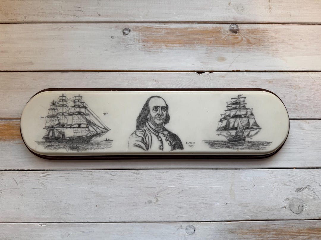 Ben Franklin Marble Etching, Nautical Ship Art, Desk Display - Etsy