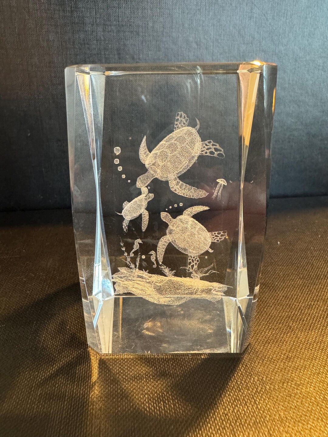 Crystal Sea Turtle Etched Keepsake - Marine Life Decor - 3D Crystal ...