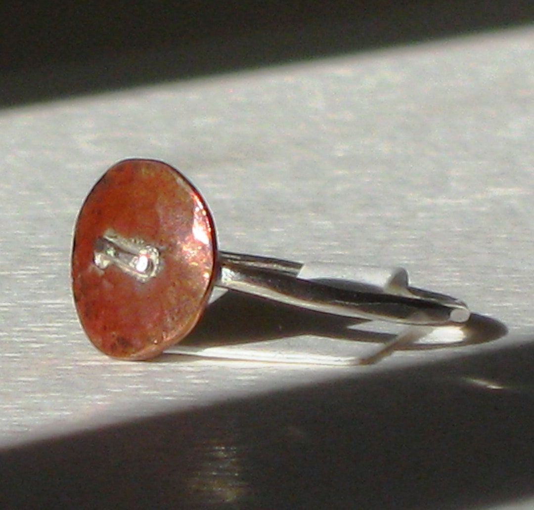 Tiny Copper and Sterling Silver Button Ring Cute as a Button - Etsy ...