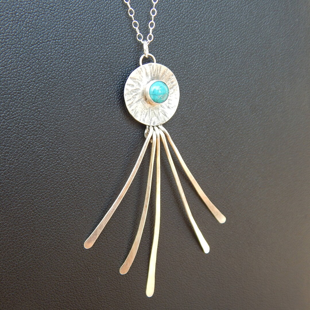 Sterling Silver Turquoise Sunburst Necklace - Etsy
