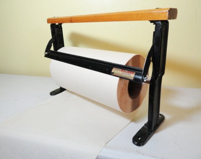 Antique Paper Cutter Dispenser General Store Gift Wrap Roller Cast Iron ...