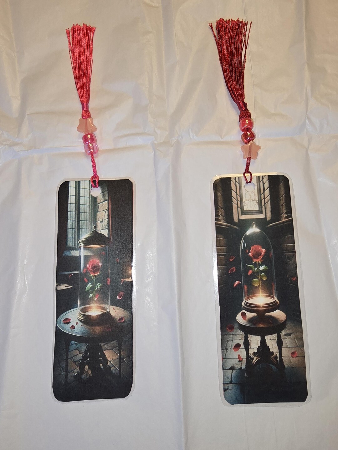 2 Bookmarks, Beauty and the Beast Inspired Roses - Etsy