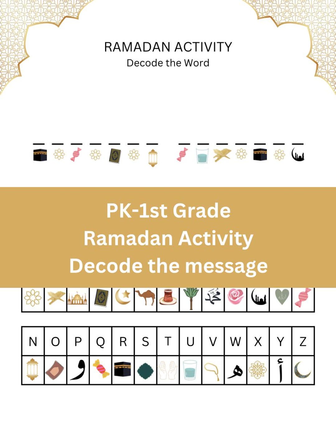 Ramadan Activity for Prek-1st Grade Kids, Printable Worksheet, Decode ...