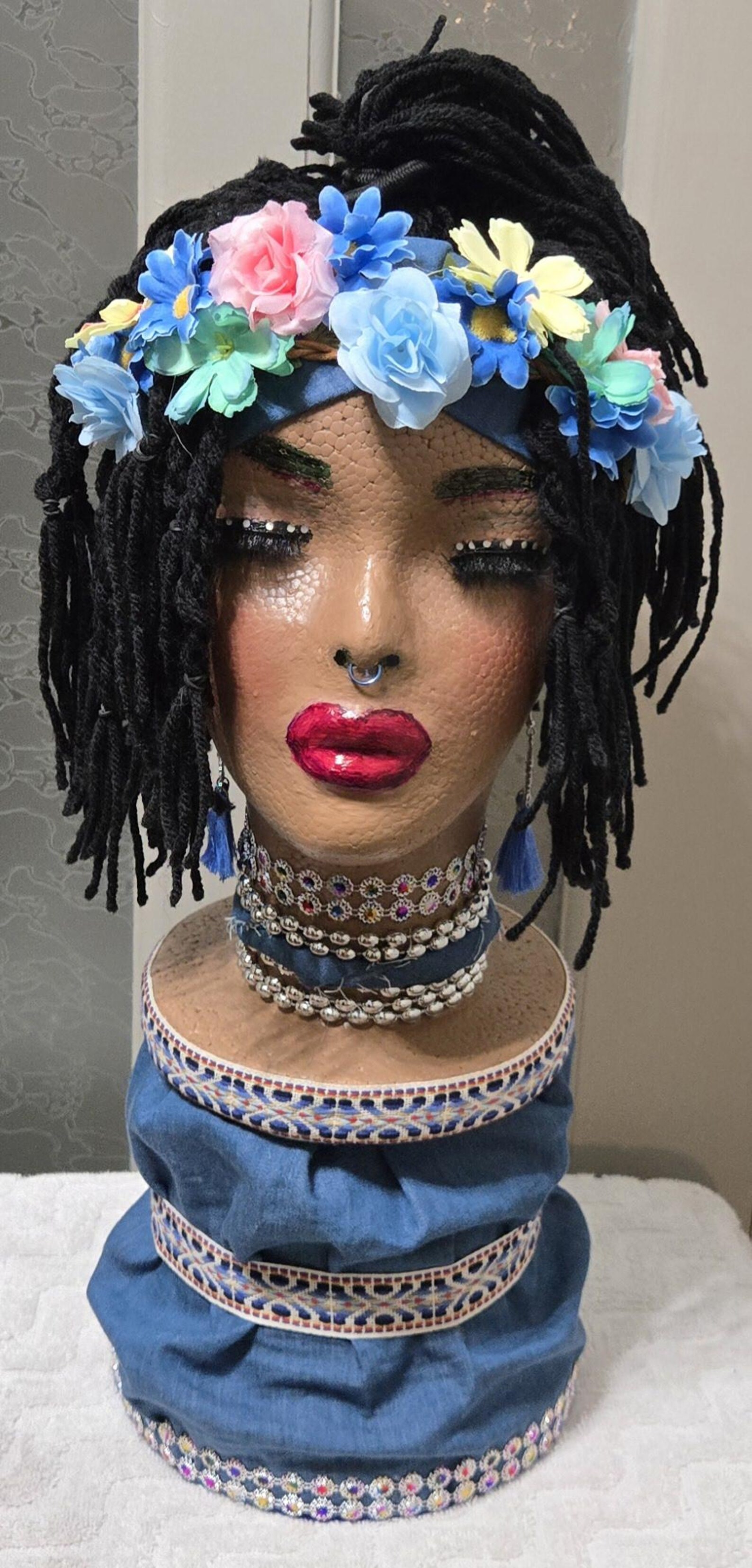 Planter, Flower Pot, Foam Head, Home Decor, Styrofoam Head Art, Floral ...