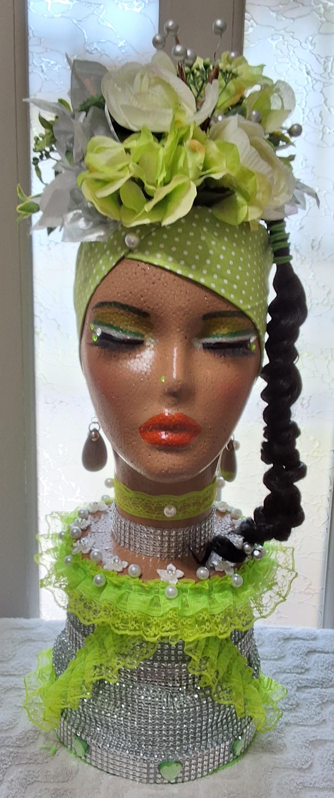 Planter, Flower Pot, Foam Head, Home Decor, Styrofoam Head Art, Floral ...