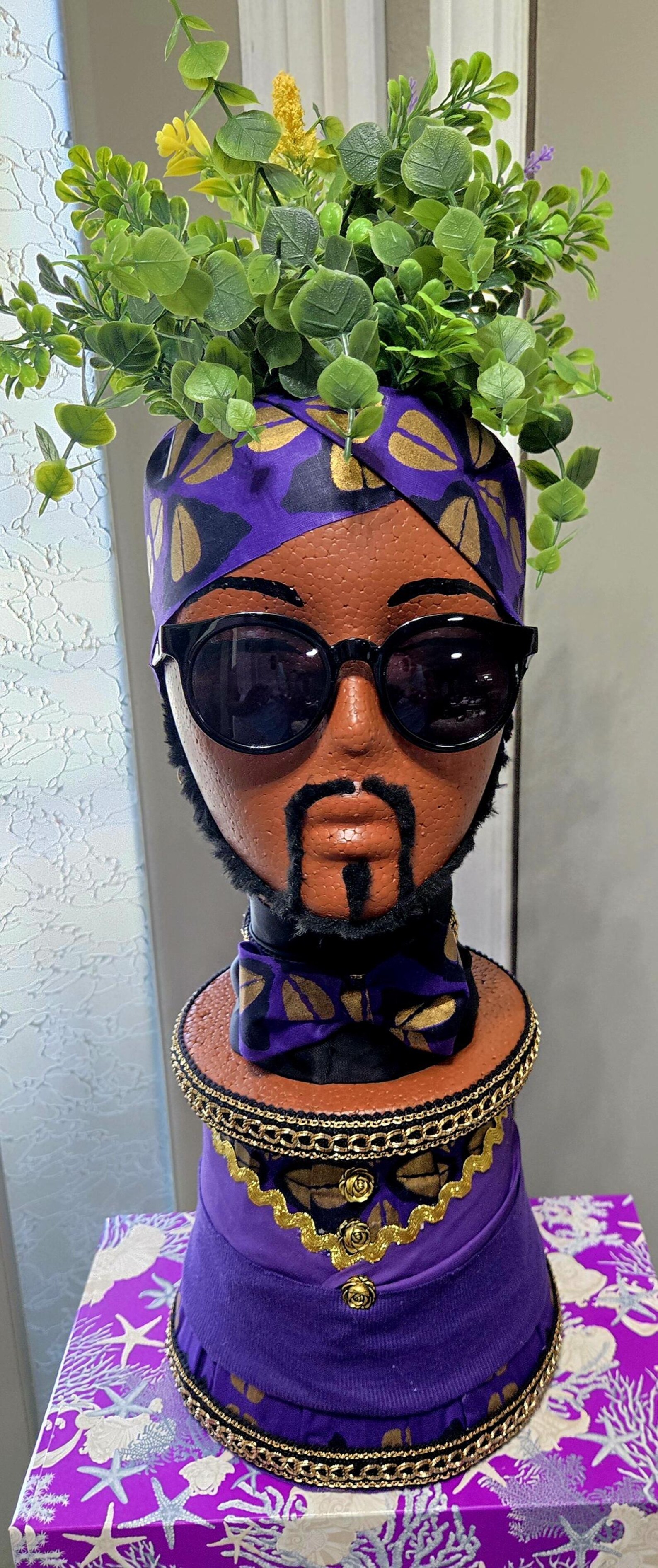 Planter, Flower Pot, Foam Head, Home Decor, Styrofoam Head Art, Floral ...