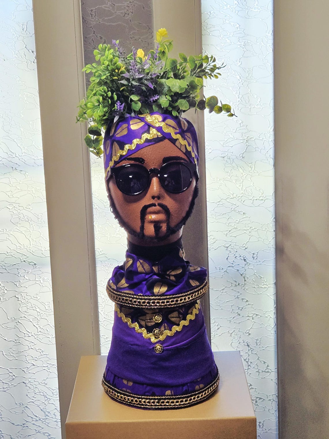 Planter, Flower Pot, Foam Head, Home Decor, Styrofoam Head Art, Floral ...