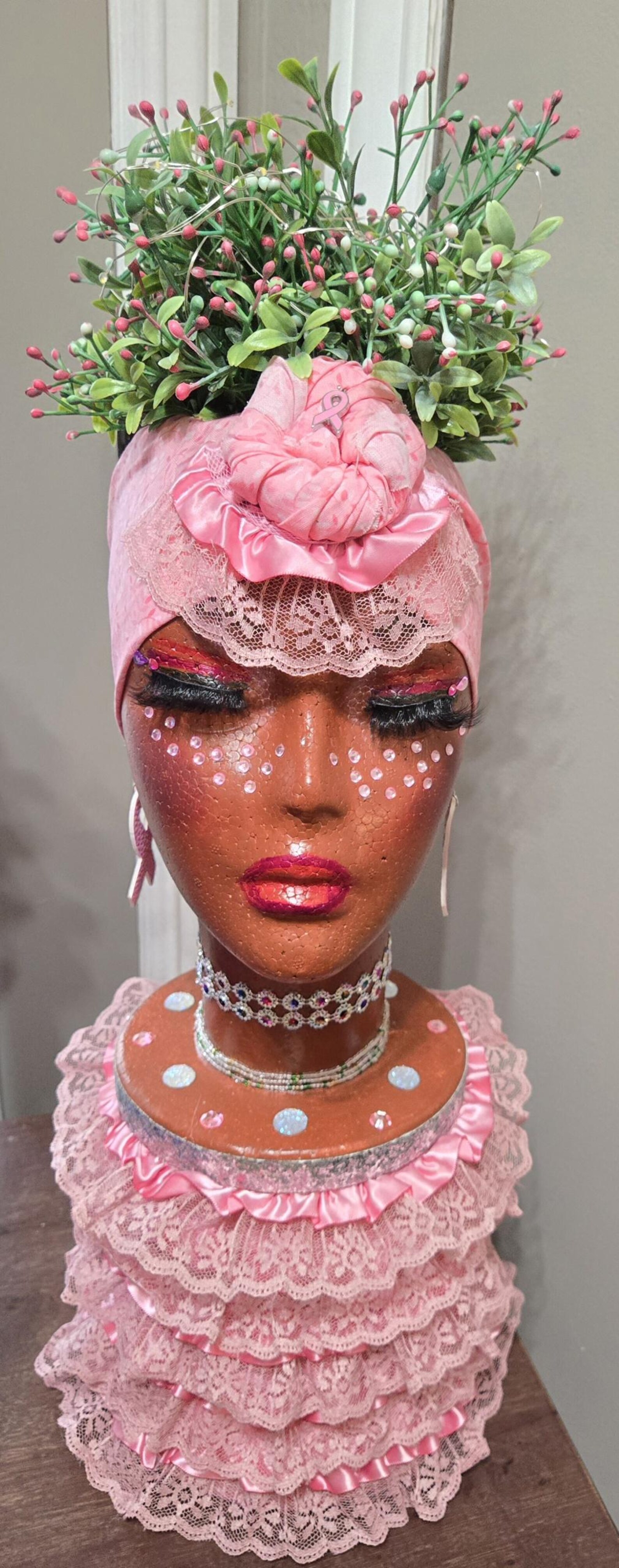 Planter, Flower Pot, Foam Head, Home Decor, Styrofoam Head Art, Floral ...