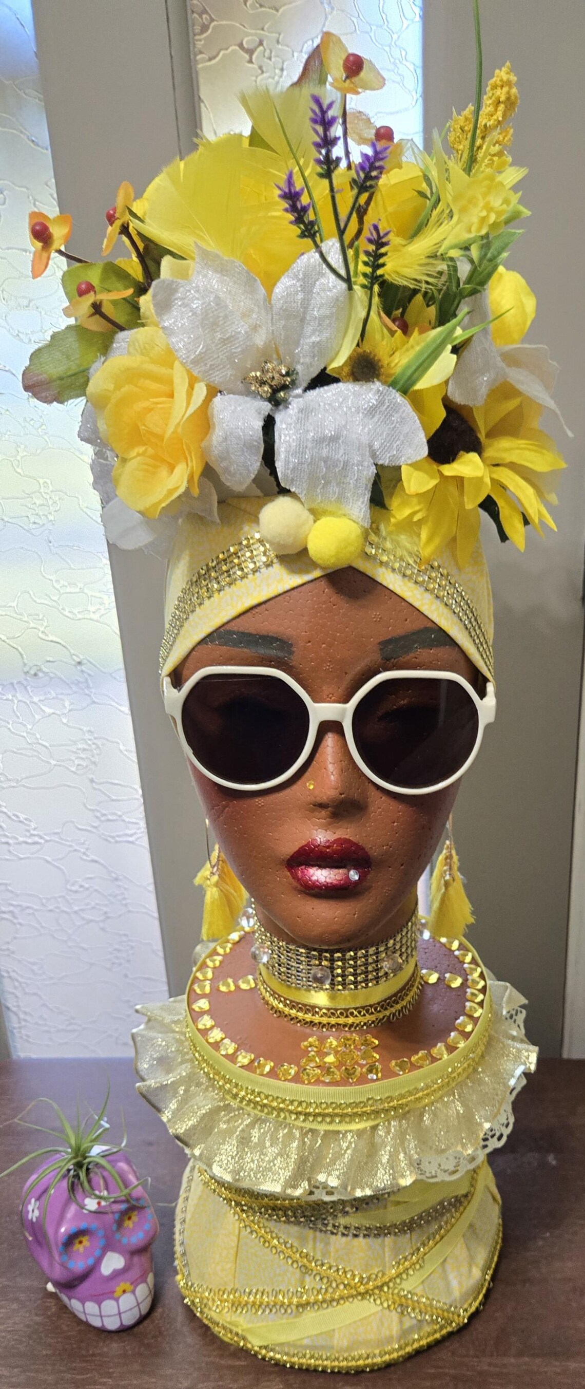 Planter, Flower Pot, Foam Head, Home Decor, Styrofoam Head Art, Floral ...