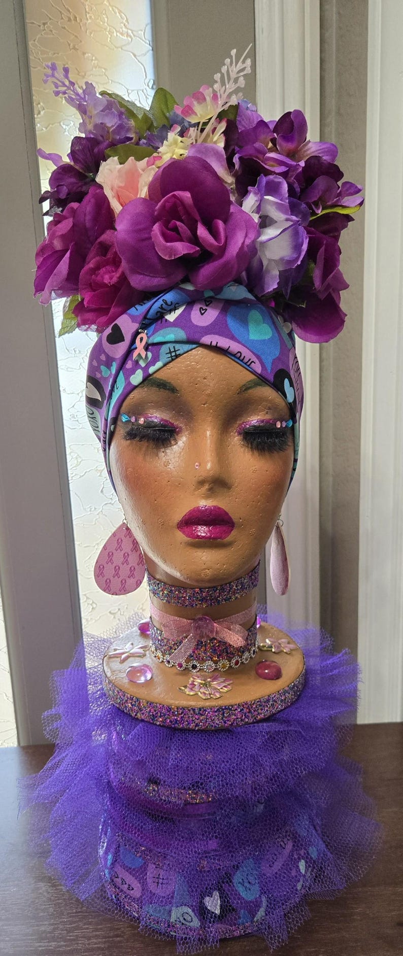 Planter, Flower Pot, Foam Head, Home Decor, Styrofoam Head Art, Floral ...