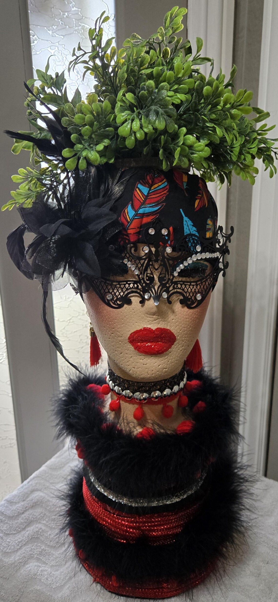 Planter, Flower Pot, Foam Head, Home Decor, Styrofoam Head Art, Floral Arrangement, Decorative ...