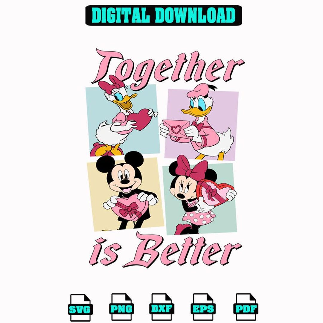 Better Together Disney SVG, Valentine Mouse Svg, Couple Mouse Love ...