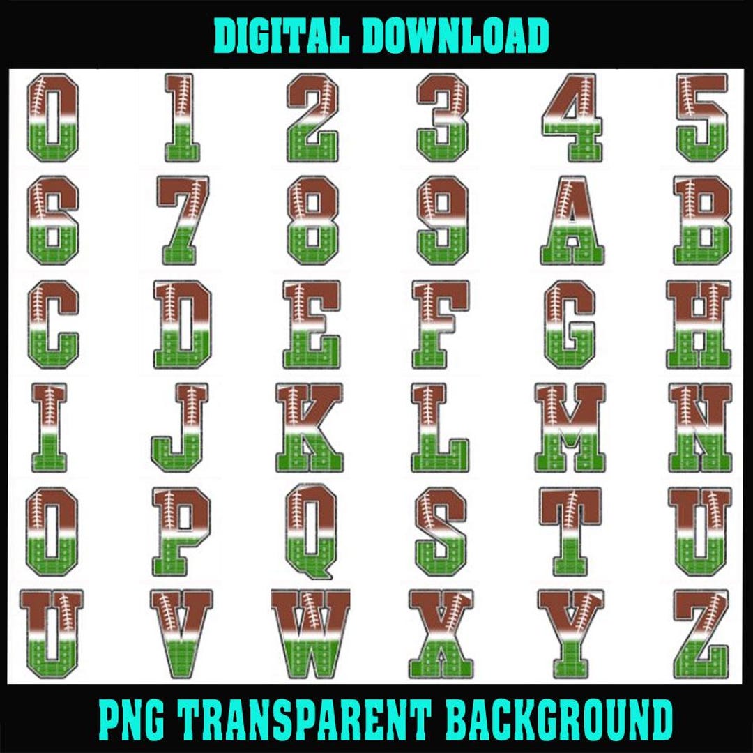 Football Alphabet Letters PNG Bundle, Grid Iron Sports Doodle Letters ...