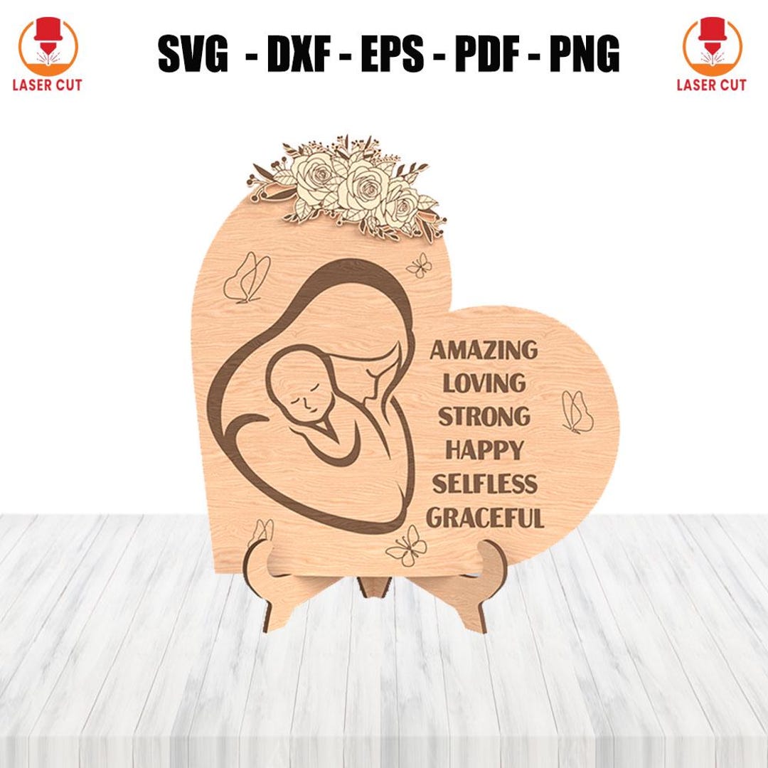 Heart Mom Quote Laser Cut Sign File Svg, Laser Mother's Day Cut File ...