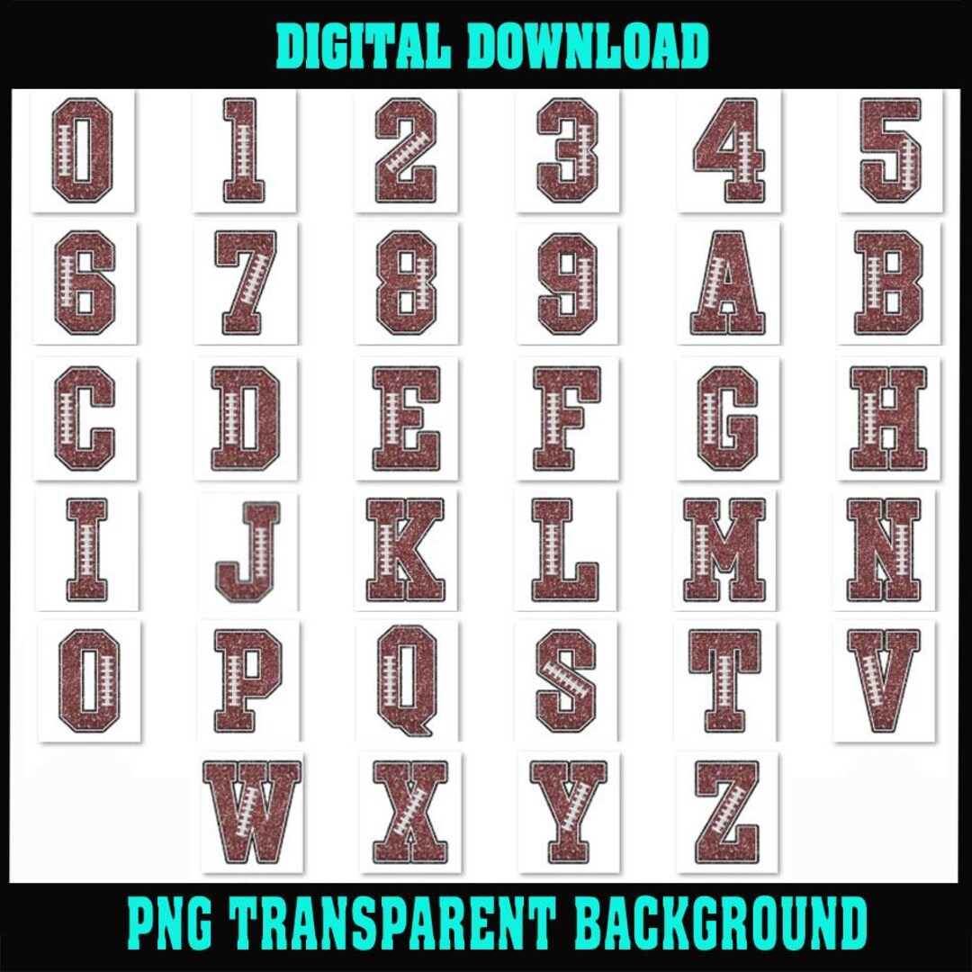 Football Font Alphabet PNG, American Football Font PNG, Football ...
