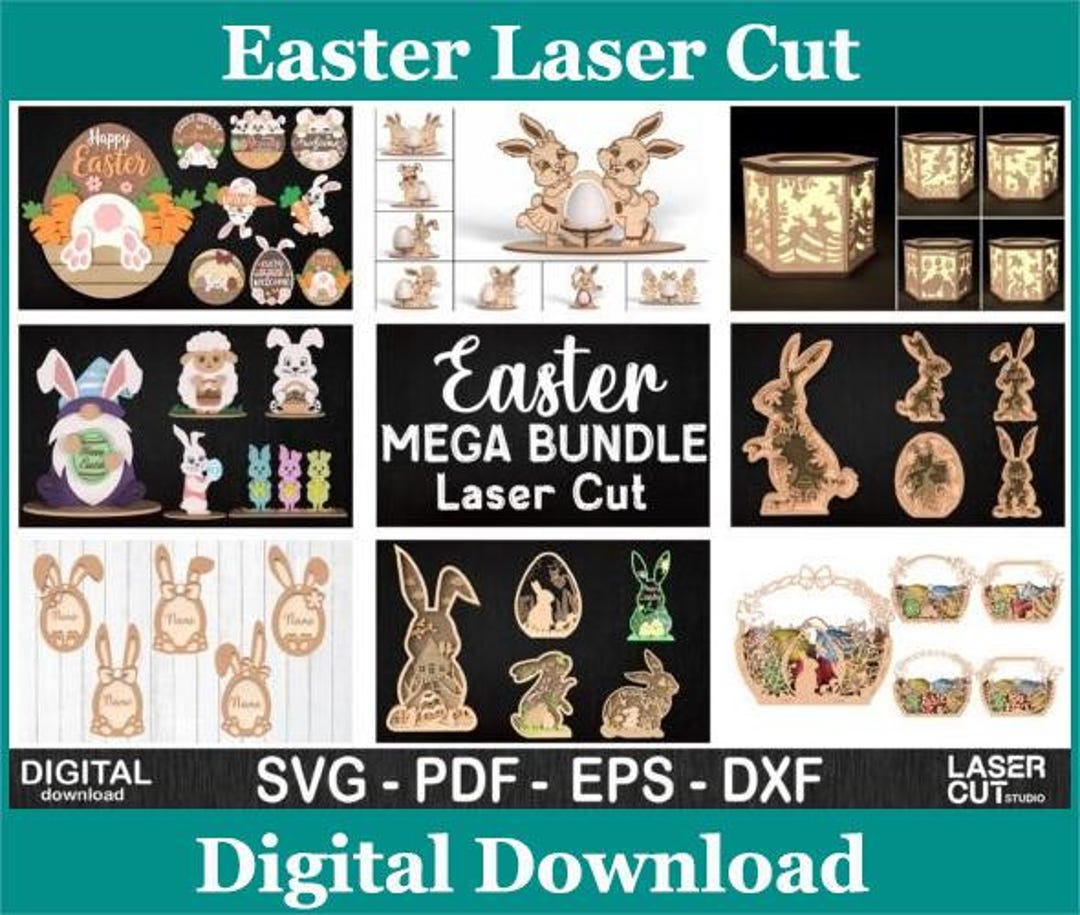 Easter Mega Bundle Laser Cut, 3D Easter Laser Cut, Happy Easter Gift Designs, Wooden Home Decor ...