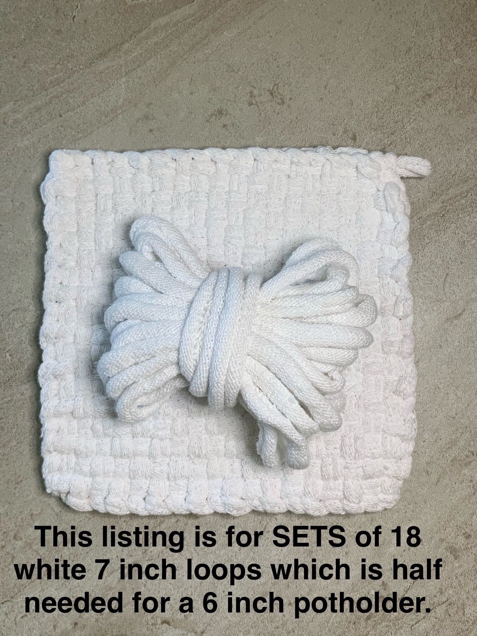 White Loops 7 Cotton Potholder Harrisville Designs Sets of 18 Made in the USA Handweaving Craft ...
