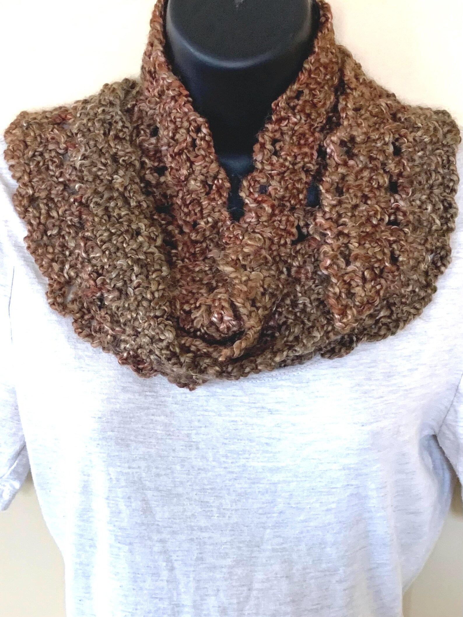 Brown Crochet Infinity Scarf - Soft Washable Loop Scarf - Etsy