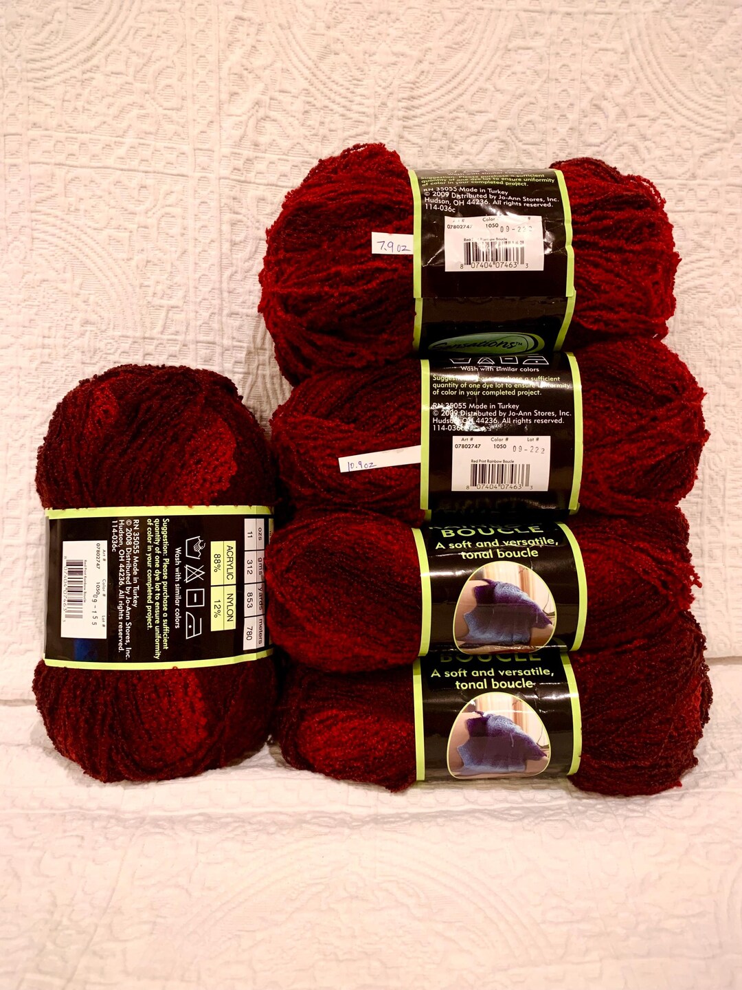 Rare Red Maroon Boucle Yarn for Soft Crochet and Knit Projects ...