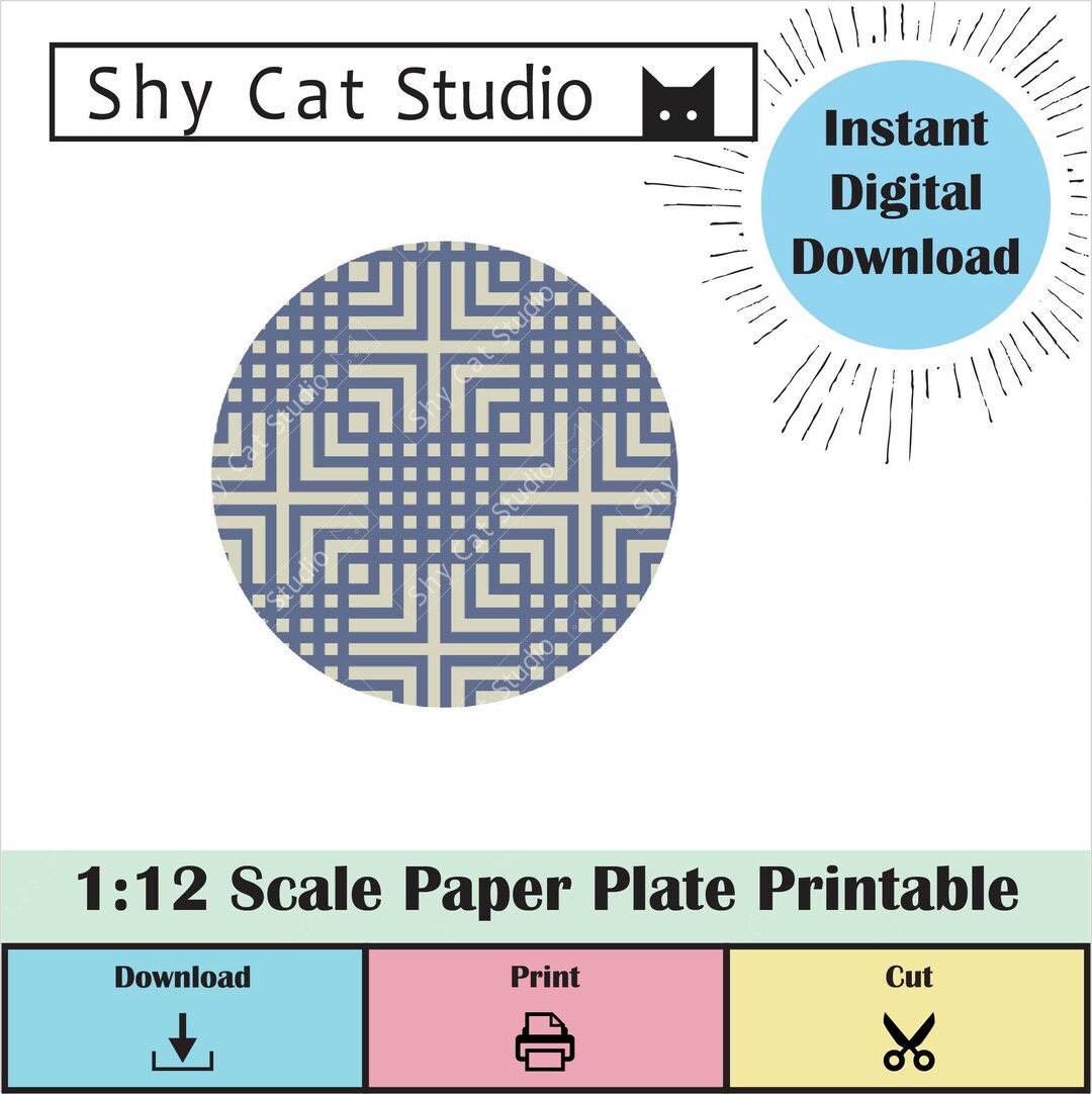 Dollhouse Miniature 1:12 Scale Paper Plate Digital File, 3/4". Instant ...