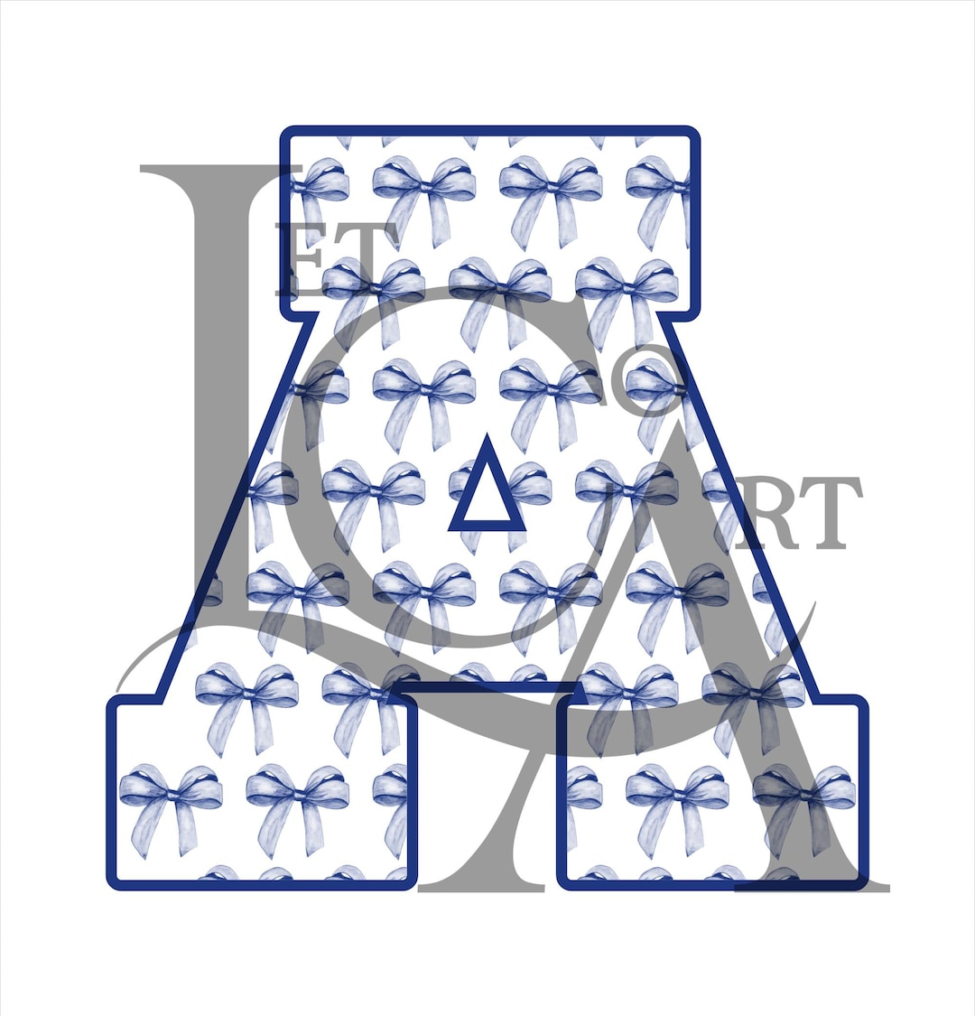Coquette Bow Letters Set, PNG, Blue & White, Instant Download - Etsy