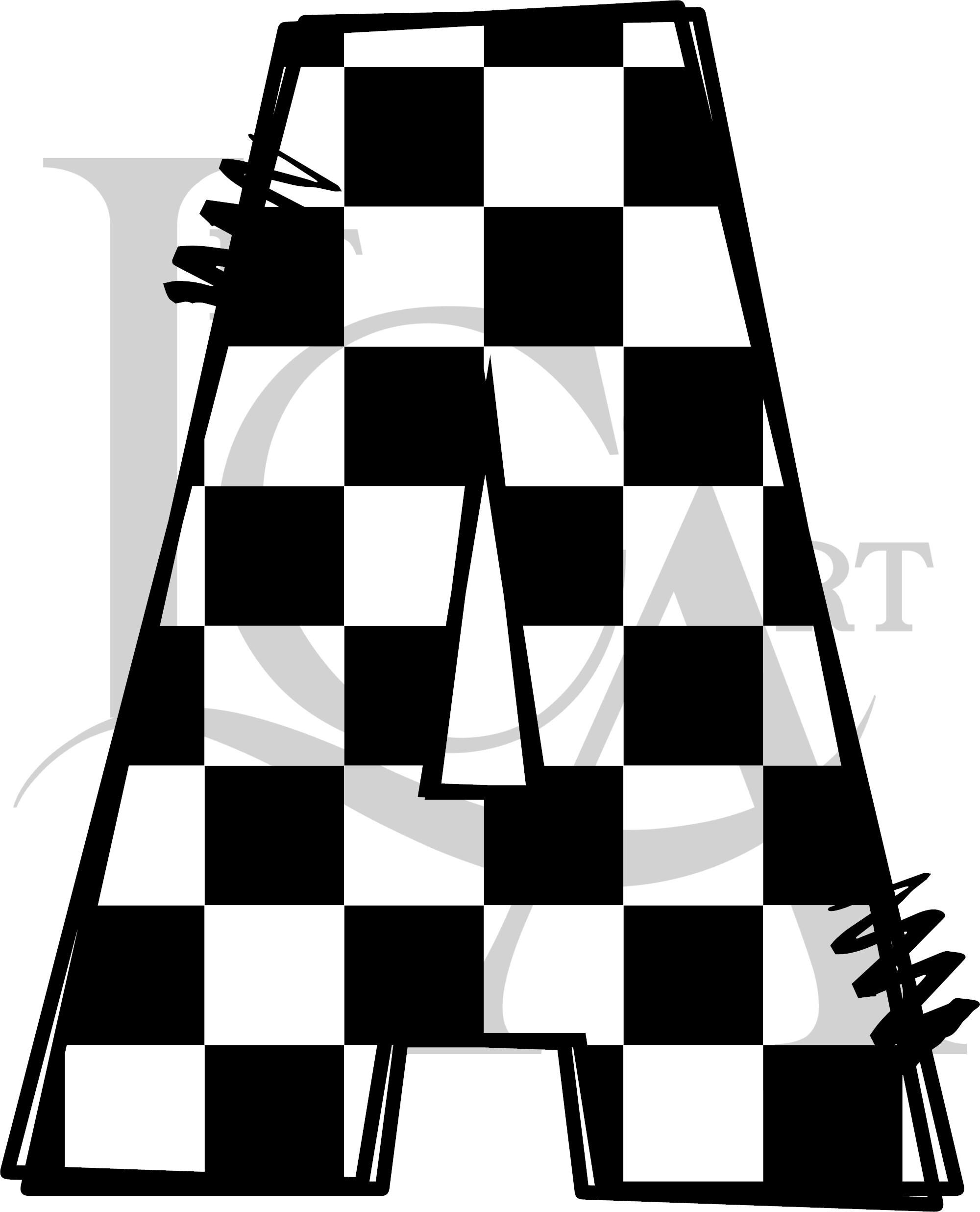 Doodle Checkered Letters Set Design, Black & White, PNG, Instant ...