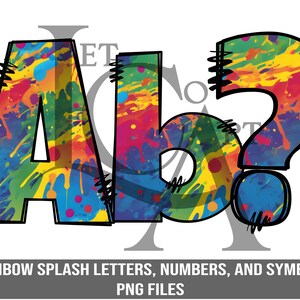 Doodle Rainbow Splash Letters Set Design, PNG, Instant Download - Etsy